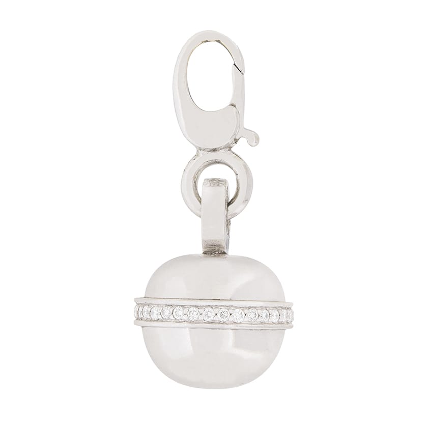 Contemporary White Gold and Diamond Bell Pendant | Farringdons Jewellery